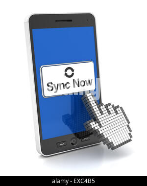 Smartphone with hand icon. Internet button on white background Stock ...