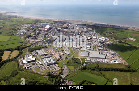 aerial view of the Cumbrian coast looking south towards Workington ...