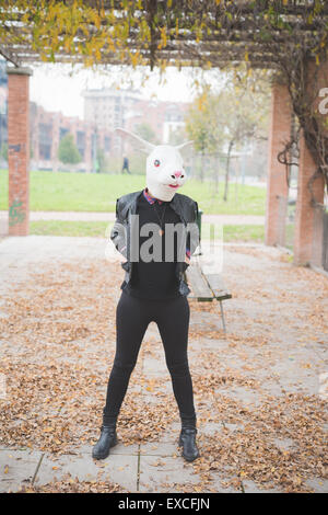 rabbit mask woman at the park outdoor Stock Photo - Alamy