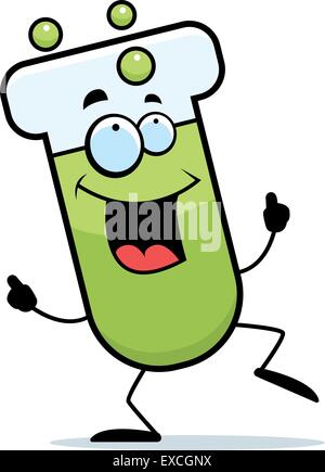 Happy smiling science test tube cartoon isolated on white Stock Vector ...