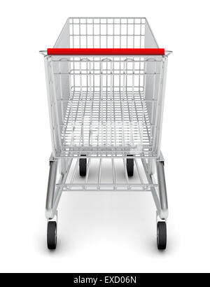 Rear view of shopping cart with wheels on white Stock Photo - Alamy