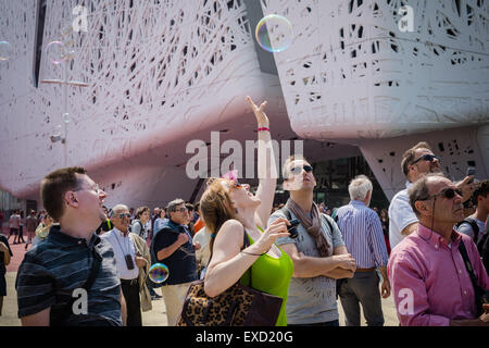 MILAN, ITALY - MAY 27: People visit Expo, universal exposition on the ...