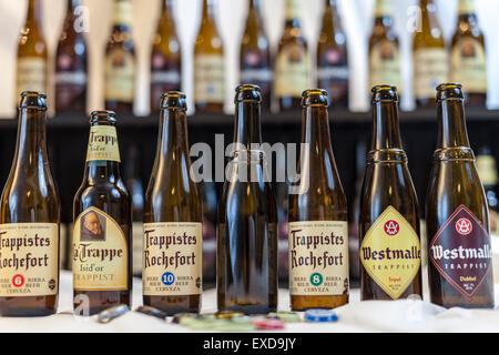Belgian trappist beers Westmalle Dubbel and Tripel isolated on white ...
