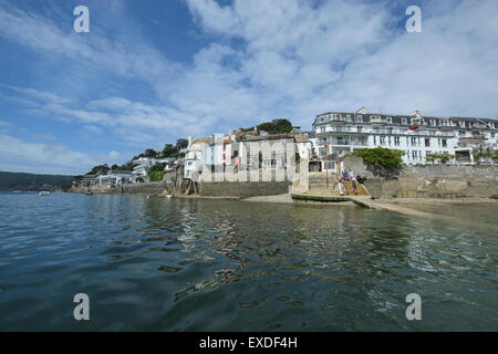 Salcombe, Devon, UK. The Ferry Inn Pub Sign at Salcombe with River ...