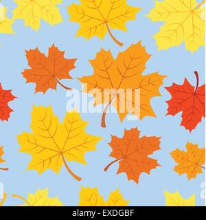 Autumn maple leaves seamless pattern. Colorful fall foliage vector ...