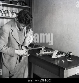 1950s historical, male engineering apprentice working on Stock Photo ...