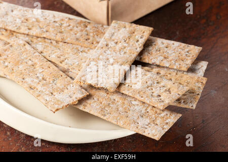 Crisp bread in a cardboard box, close up Stock Photo - Alamy