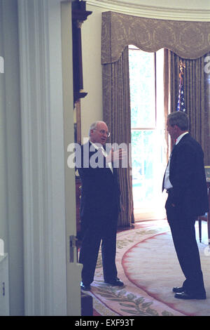 President Bush and Vice President Cheney Talk Outside the Oval Stock ...