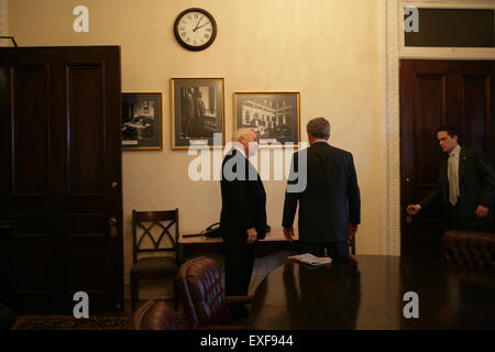 President Bush and Vice President Cheney Talk Outside the Indian Stock ...