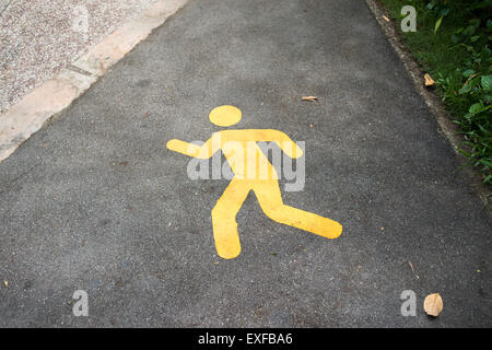 way for runners yellow road marking on the way for runners Copyright ...