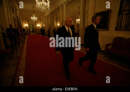 President Bush and Vice President Cheney Walk Along the White Stock ...