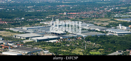 An aerial view of the fairground of Deutsche Messe AG in Hanover ...