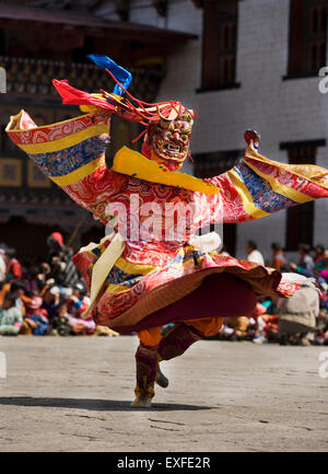 Mask dancing festival, Punakha, Bhutan. The Drametse Ngacham (Mask ...