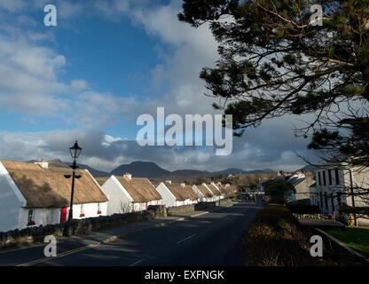 Thatched cottages, Tully Cross, Connemara, County Galway, Ireland Stock ...