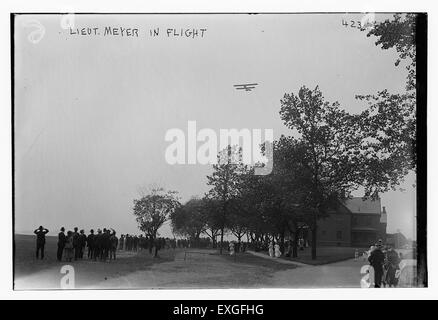 The image of Lieutenant Meyer in flight, captured in 1915, depicts an ...