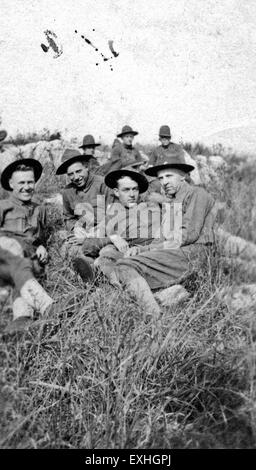 This historic photograph from Camp Funston in 1852 depicts three men ...