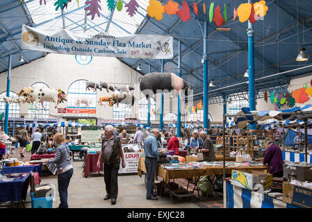 Indoor flea market stalls, Abergavenny, Wales, UK Stock Photo - Alamy
