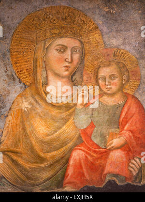 Madonna and Child, fresco from the 15th century in the Romanesque ...