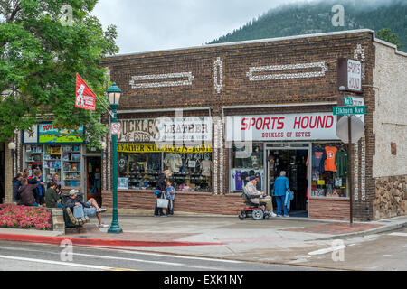 Stores at downtown Estes Park, Colorado Stock Photo - Alamy