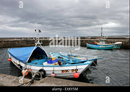 Fishing boats in Beadnell harbour, the only west facing harbour on the ...