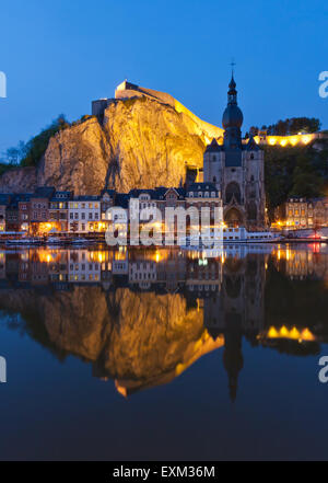 Belgium, Europe, Dinant, cliff, houses, homes, river, flow, boat ...