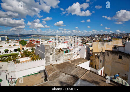 General view of Tangier (Tangiers), Morocco, with the sea on the right ...