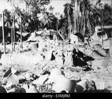 Houses damaged by the Hindu Muslim riots in Noakhali East Bengal ...