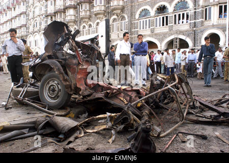 Car damaged burnt terror bomb blast 1993 Bombay Mumbai Maharashtra ...