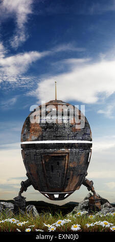 old rusty space capsule isolated on white background Stock Photo - Alamy