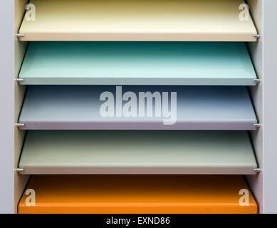 Empty Pale Colorful Bookshelf Background Stock Photo - Alamy