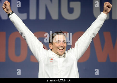 Moscow, Russia. 15th July, 2015. Sarra Besbes of Tunisia and Anqi Xu of ...