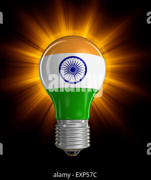 Light bulb with India flag, 3D rendering isolated on white background ...