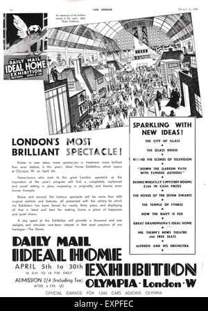 1938 UK Magazine Daily Mail Ideal Home Exhibition Advert Stock Photo ...