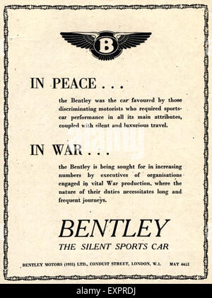 1940s UK Bentley Magazine Advert Stock Photo - Alamy