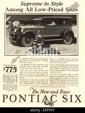 1920s USA Pontiac Magazine Advert Stock Photo - Alamy