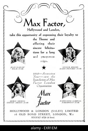 1950s UK Max Factor Magazine Advert Stock Photo - Alamy