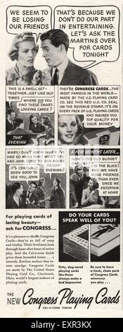1950s USA Congress Playing Cards Magazine Advert Stock Photo - Alamy