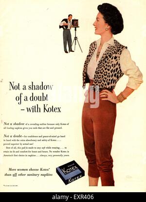 1950s USA Kotex Magazine Advert Stock Photo - Alamy