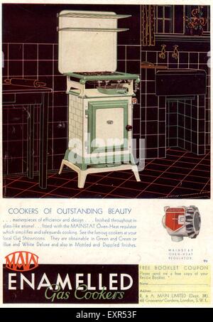 1930s UK Enamelled Gas Cookers Magazine Advert Stock Photo - Alamy