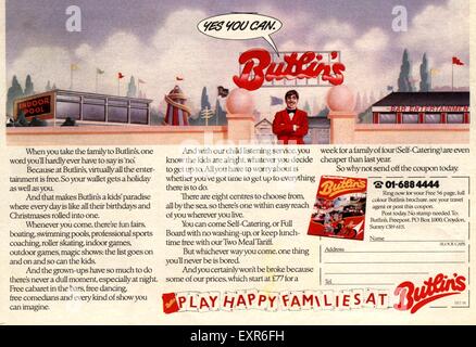 1980s UK Butlin's Magazine Advert Stock Photo - Alamy