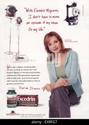 1990s USA Excedrin Magazine Advert Stock Photo - Alamy