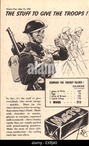 1940s UK Mars Magazine Advert Stock Photo - Alamy