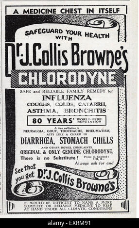 1900s UK Dr J Collis Brownes Medicine Magazine Advert Stock Photo - Alamy