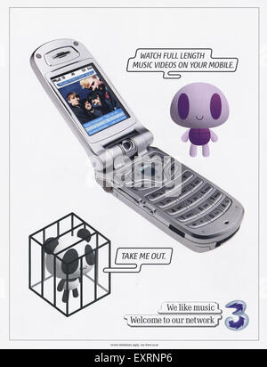 2000s UK Three Mobile Magazine Advert Stock Photo - Alamy