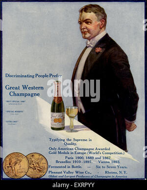 1910s USA Great Western Champagne Magazine Advert Stock Photo - Alamy