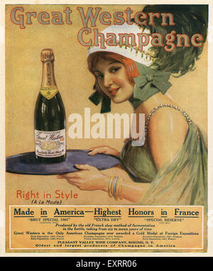 1910s USA Great Western Champagne Magazine Advert Stock Photo - Alamy
