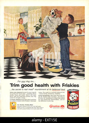 1950s USA Friskies Magazine Advert Stock Photo - Alamy