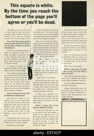 1980s UK Amnesty International Magazine Advert Stock Photo - Alamy