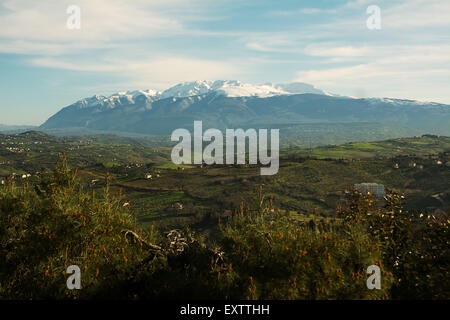 The Maiella mountain range seen from near the village of Vestea in ...
