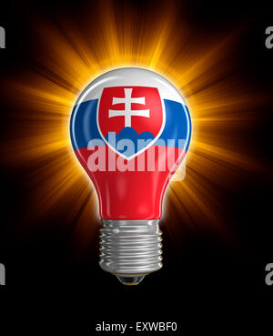 Light bulb with Slovakia flag, 3D rendering isolated on white ...